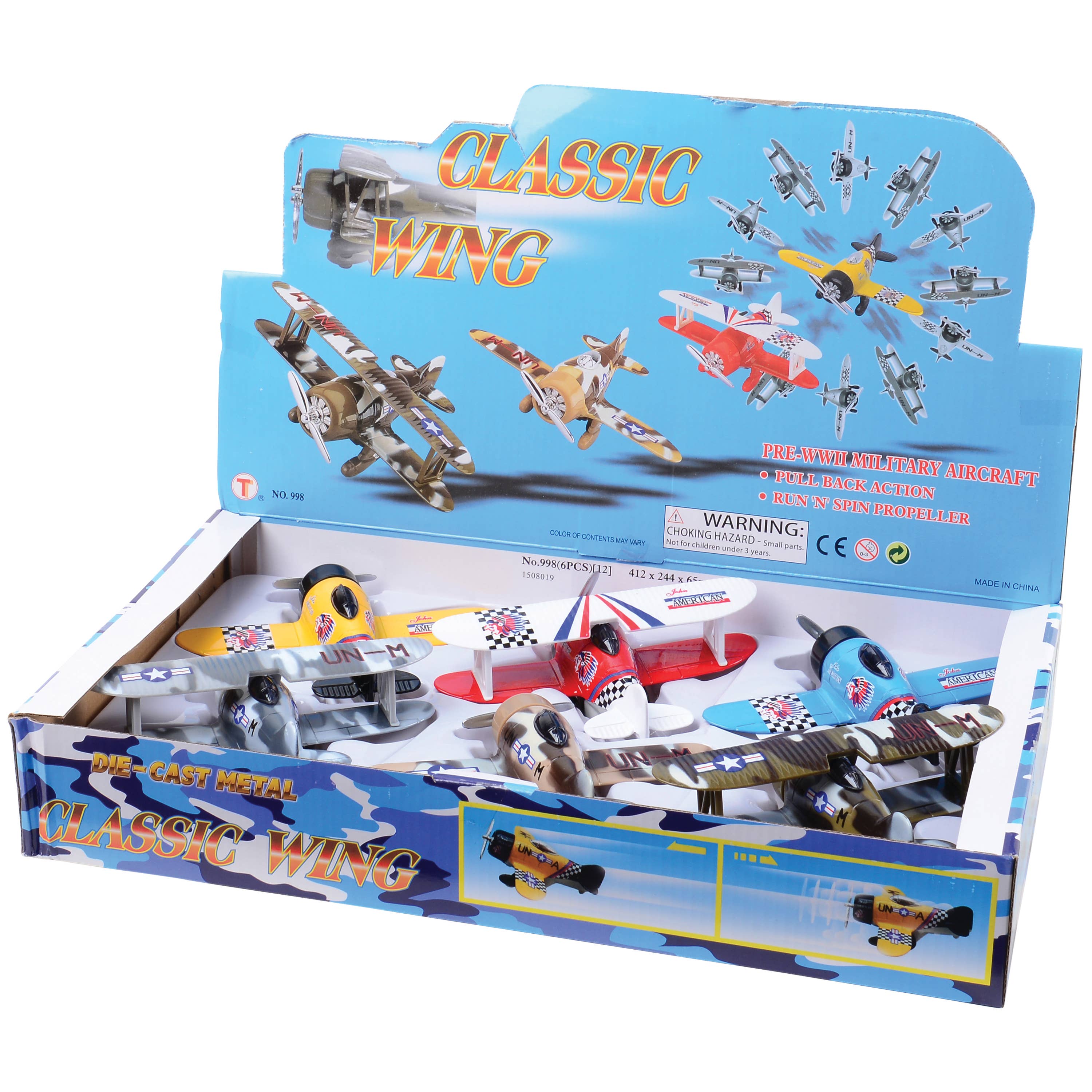 Classic Winged Die Cast Fighting Plane 6 Unit Display – The Prize Booth